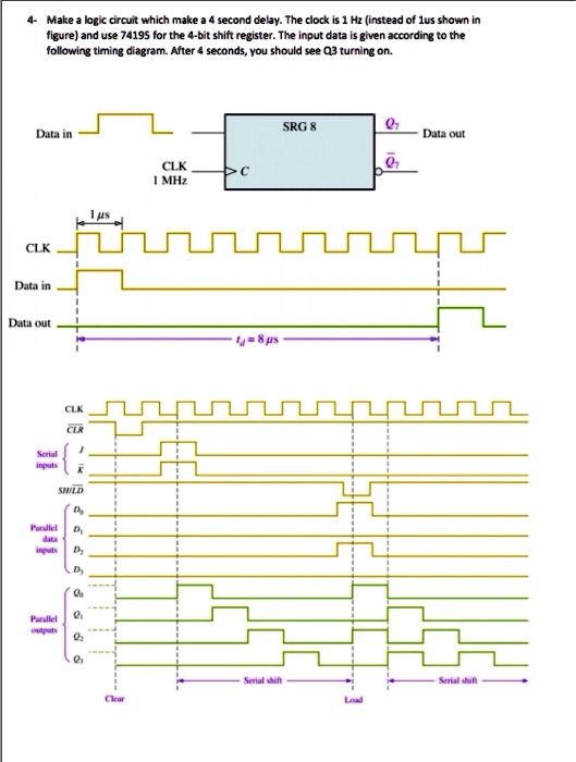 SOLVED: need help setting this up 4- Make a logic circuit which make a 4 second delay. The clock ...