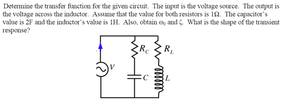 SOLVED: Determine the transfer function for the given circuit. The ...