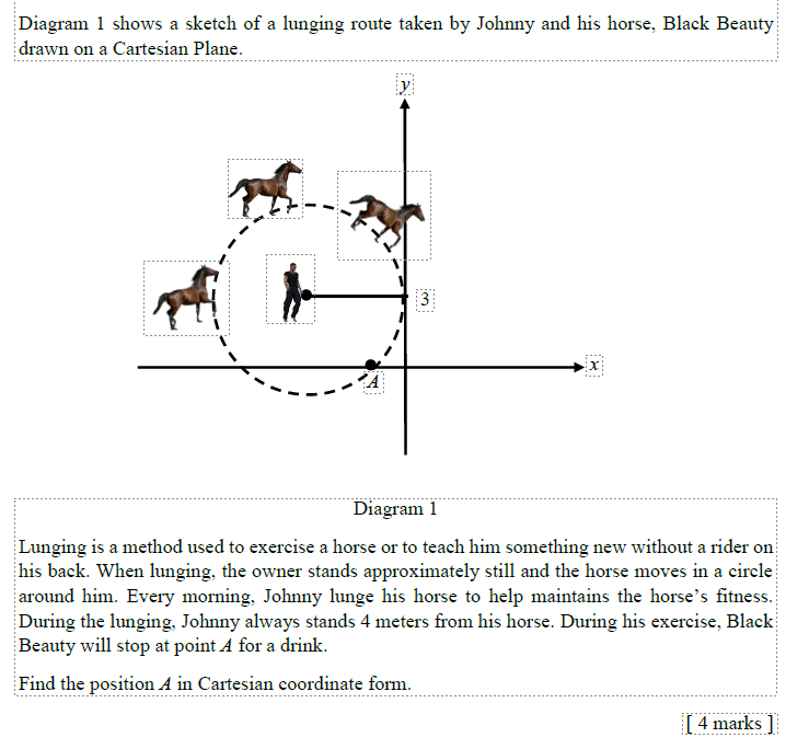 SOLVED: Diagram 1 shows a sketch of a lunging route taken by Johnny and ...