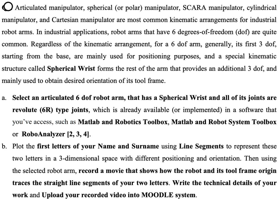 Solved Articulated Manipulator Spherical Or Polar Manipulator Scara Manipulator