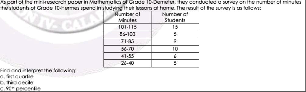 SOLVED: As part of my mini-research paper in Mathematics of Grade 10 ...