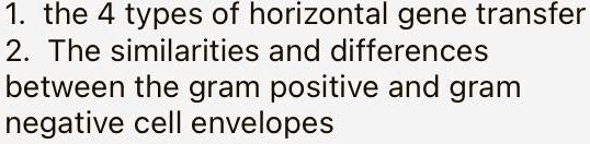 1. the 4 types of horizontal gene transfer 2. The similarities and ...