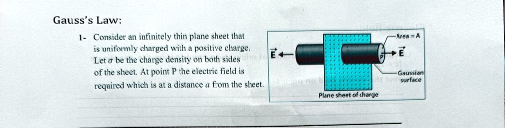 [GET ANSWER] Gauss's Law: 1- Consider an infinitely thin plane sheet ...