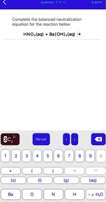 SOLVED: Complete the balanced neutralization equation for the reaction below: HNO3(aq) + Ba(OH)2 ...