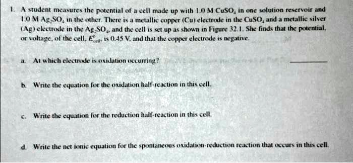 ag electrode in the agso4 and the cell is set up as shown in figure 321 ...