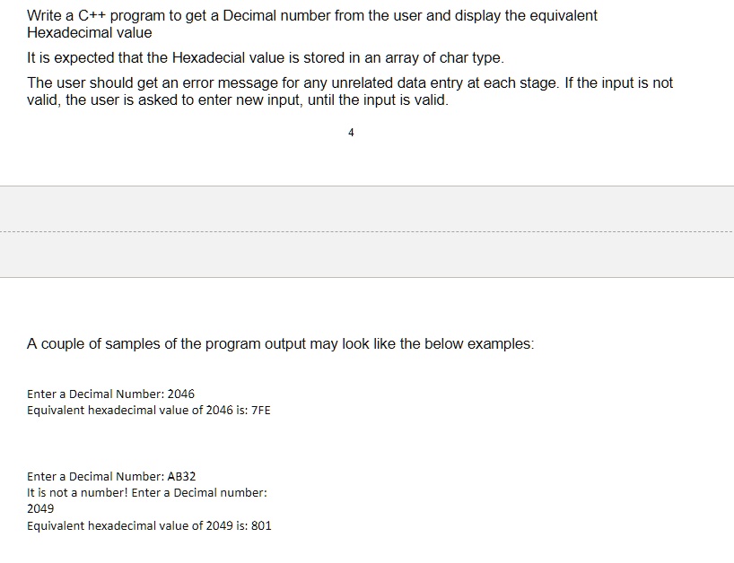 Solved Write A C Program To Get A Decimal Number From The User And 7102