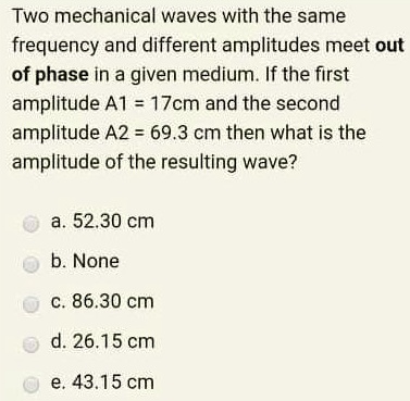 SOLVED: Two mechanical waves with the same frequency and different ...
