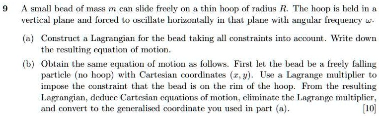 SOLVED: Hint: The hoop moves *only* in the x-z plane, where x is ...