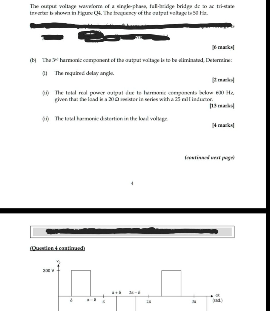 SOLVED: The output voltage waveform of a single-phase, full-bridge DC ...