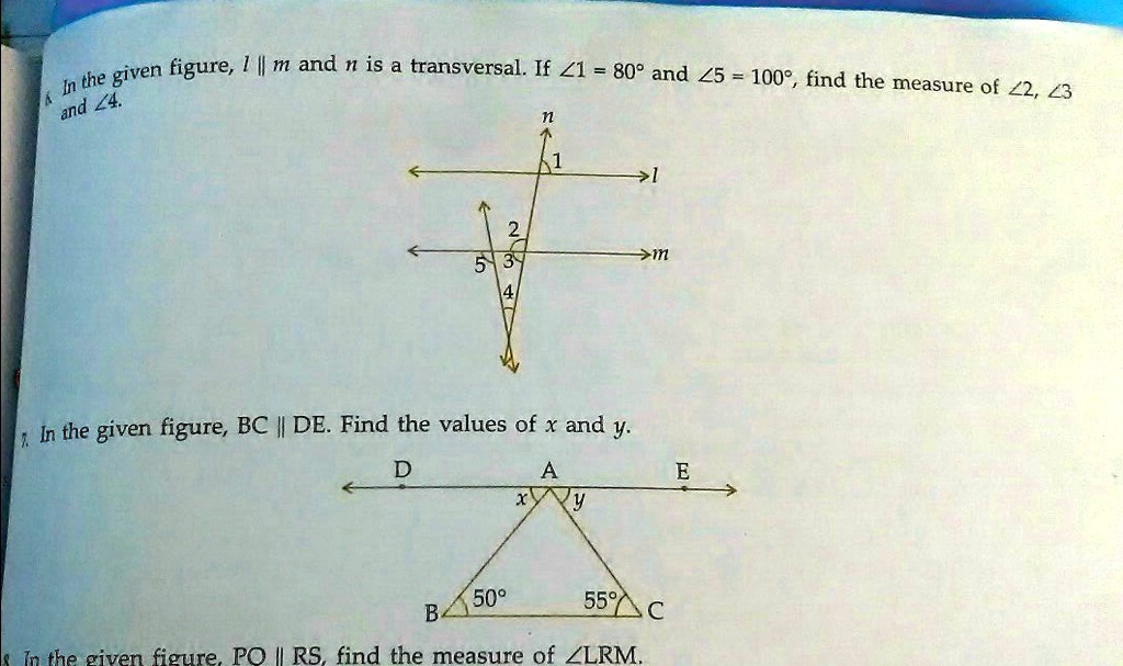 SOLVED: in the given figure l//m and n is transversal ......