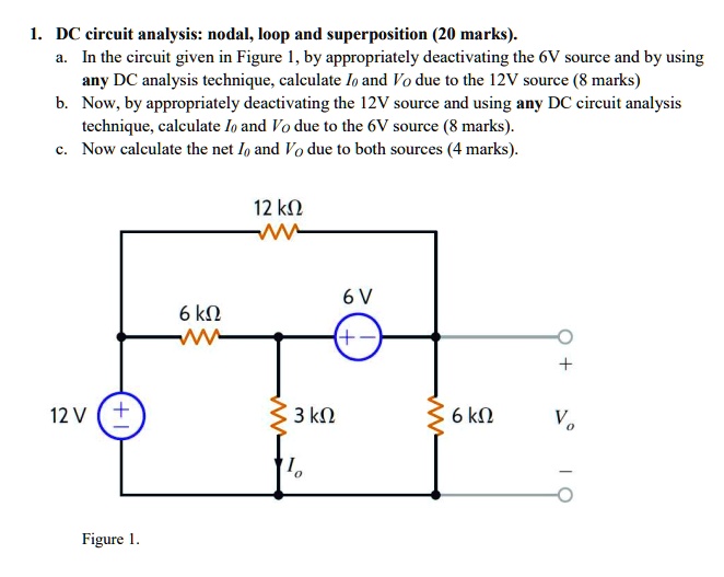 1dc circuit analysis nodalloop and superposition 20 marks a in the circuit given in figure 1 by ...