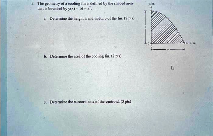 SOLVED: 5. The geometry of a cooling fin is defined by the shaded area ...