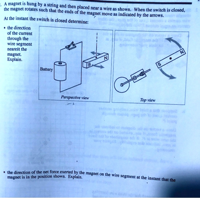SOLVED: A magnet is hung by string and then placed the magnet rotates ...