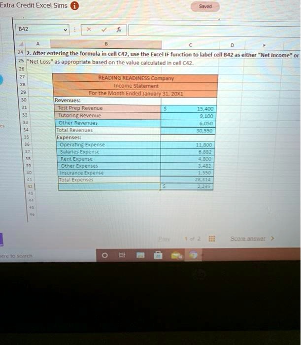 how do i do an if function for cell b42 extra credit excel simsi saved b42 a d e 24 2after ...