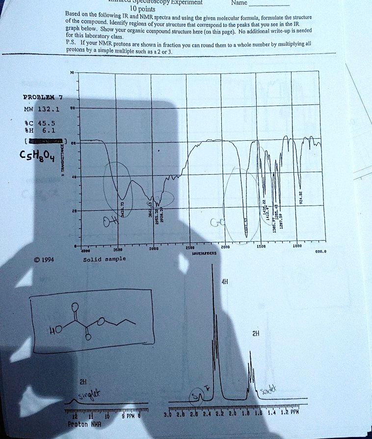 SOLVED: ccuoacop; Experiment 10 points Nanc Based on the following IR ...