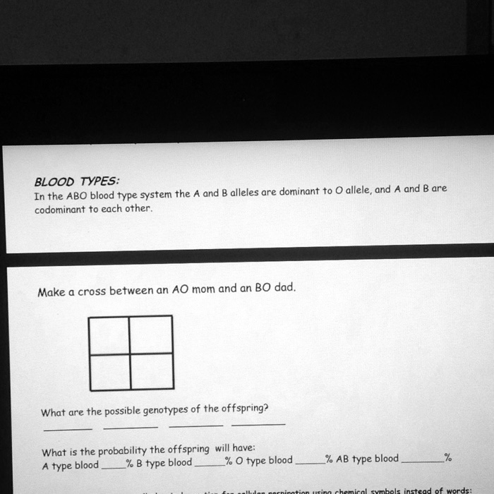 BLOOD TYPES: The ABO blood system has the A and B alleles that are ...