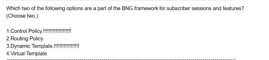 which two of the following options are a part of the bng framework for ...