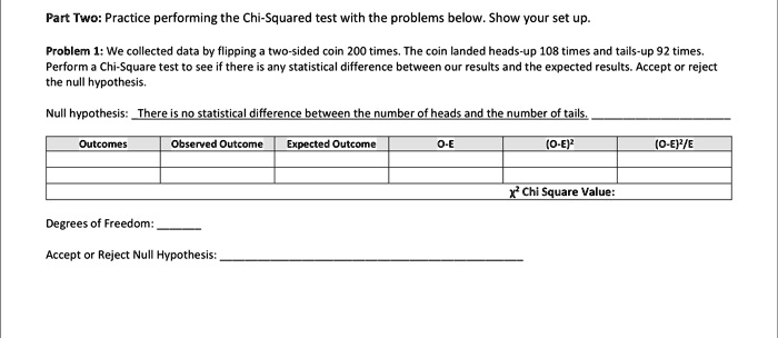 SOLVED: Part Two: Practice performing the Chi-Squared test with the ...