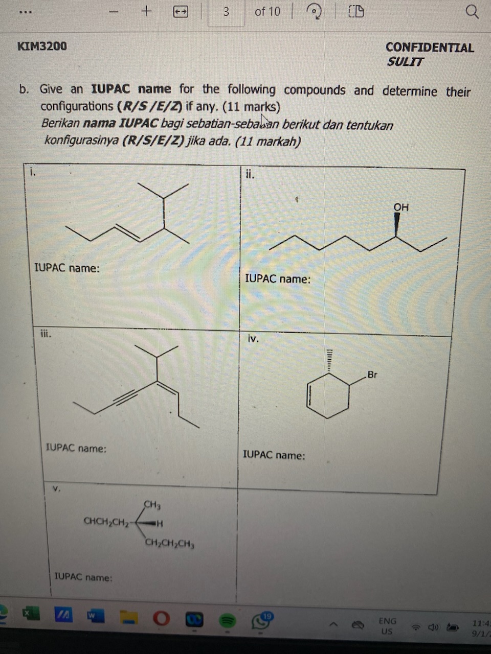 KIM3200 CONFIDENTIAL SULIT b. Give an IUPAC name for the following ...