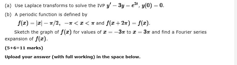 SOLVED: (a) Use Laplace transforms to solve the IVP y' 3y e2' , y(O ...