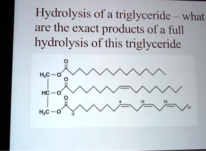 SOLVED: Hydrolysis ofa triglyceride what are the exact products of a ...