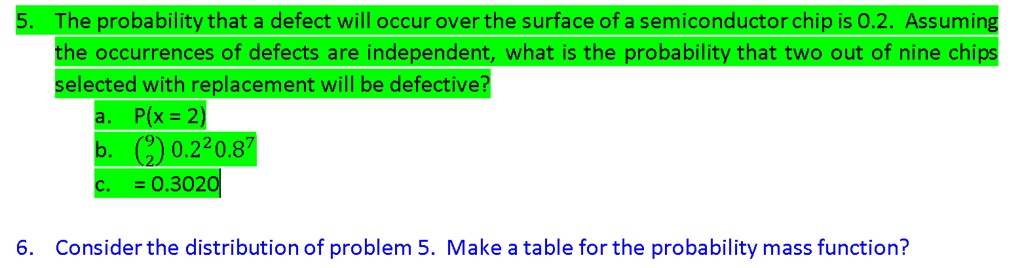 SOLVED: 5. The probability that a defect will occur overthe surface of ...