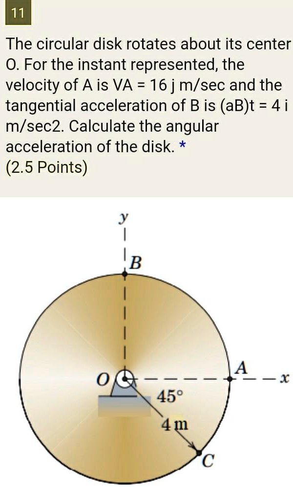 [GET ANSWER] 11 The circular disk rotates about its center O. For the ...