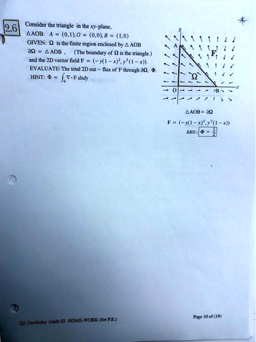 SOLVED: Consider the triangle in the xy plane, AAOB: (0.140 (0,0 B (1,0 ...