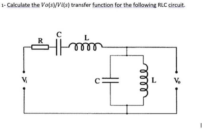SOLVED: Calculate the V0(s)/Vi(s) transfer function for the following RLC circuit. C L Vi Vo