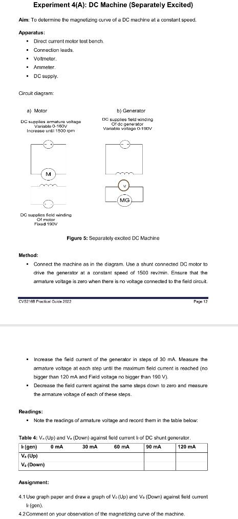 SOLVED: Texts: Experiment 4(A): DC Machine (Separately Excited) Aim: To ...