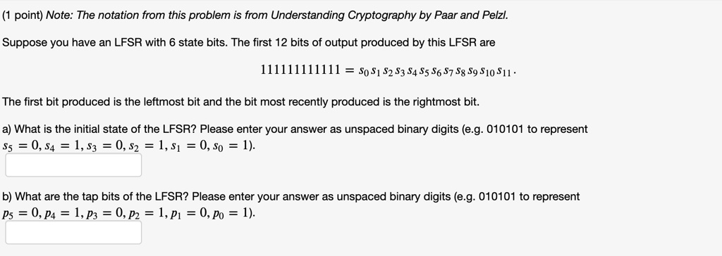 SOLVED: Note: The notation from this problem is from Understanding Cryptography by Paar and ...