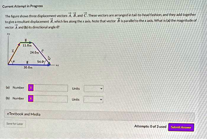 SOLVED: Texts: Current Attempt in Progress To give a resultant displacement R which lies along ...
