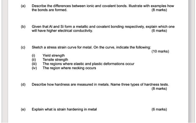 SOLVED: (a) Describe the differences between ionic and covalent bonds ...