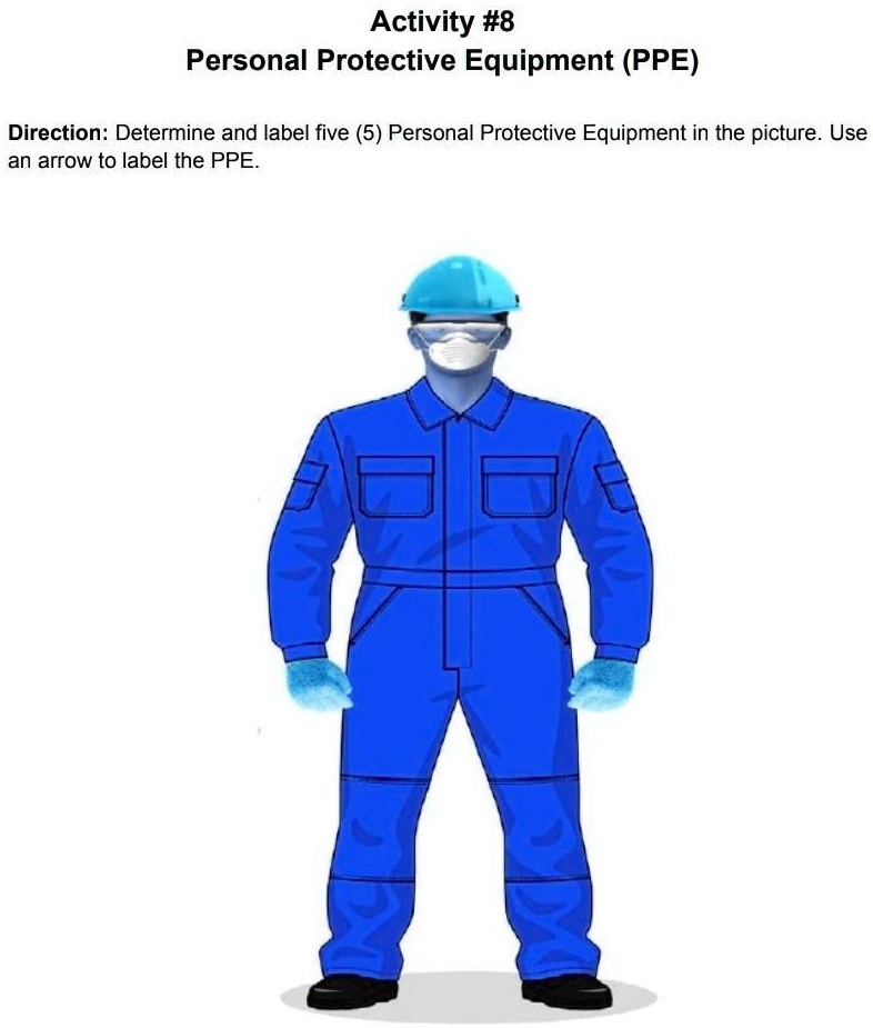Activity #8 Personal Protective Equipment (PPE) Direction: Determine and label five (5) Personal ...