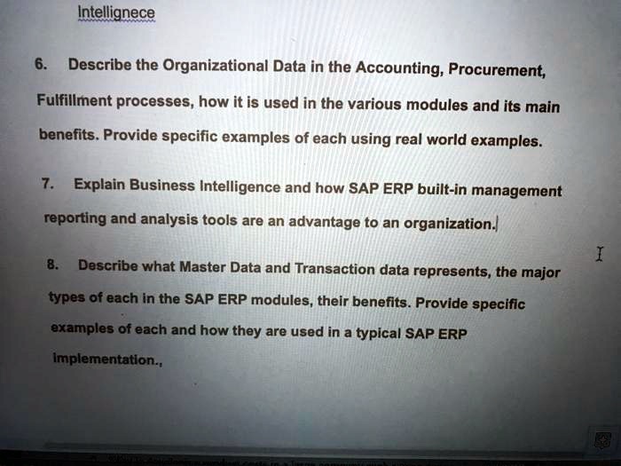 SOLVED: 6. Describe the Organizational Data in the Accounting ...