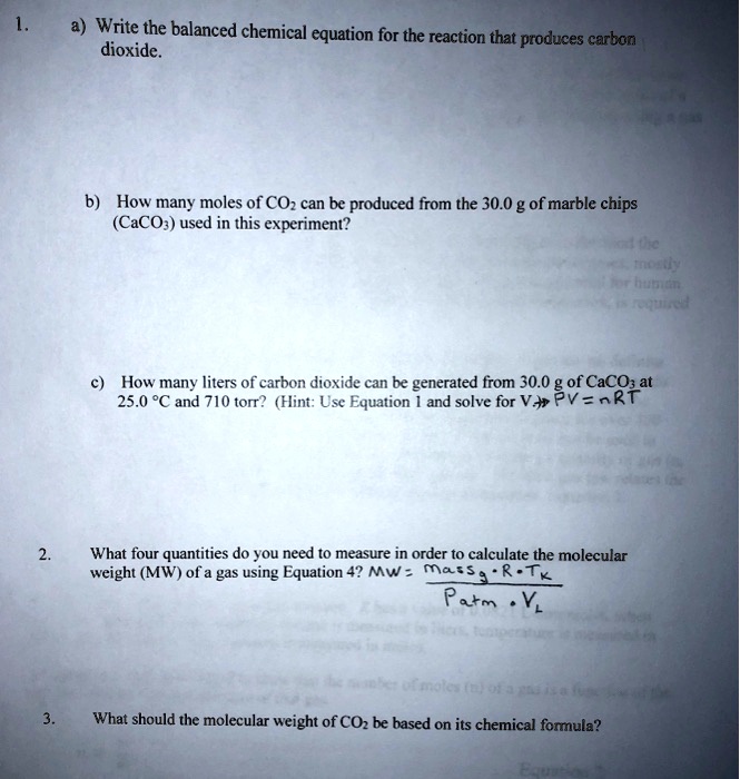 SOLVED: Write the balanced chemical equation for the reaction that ...