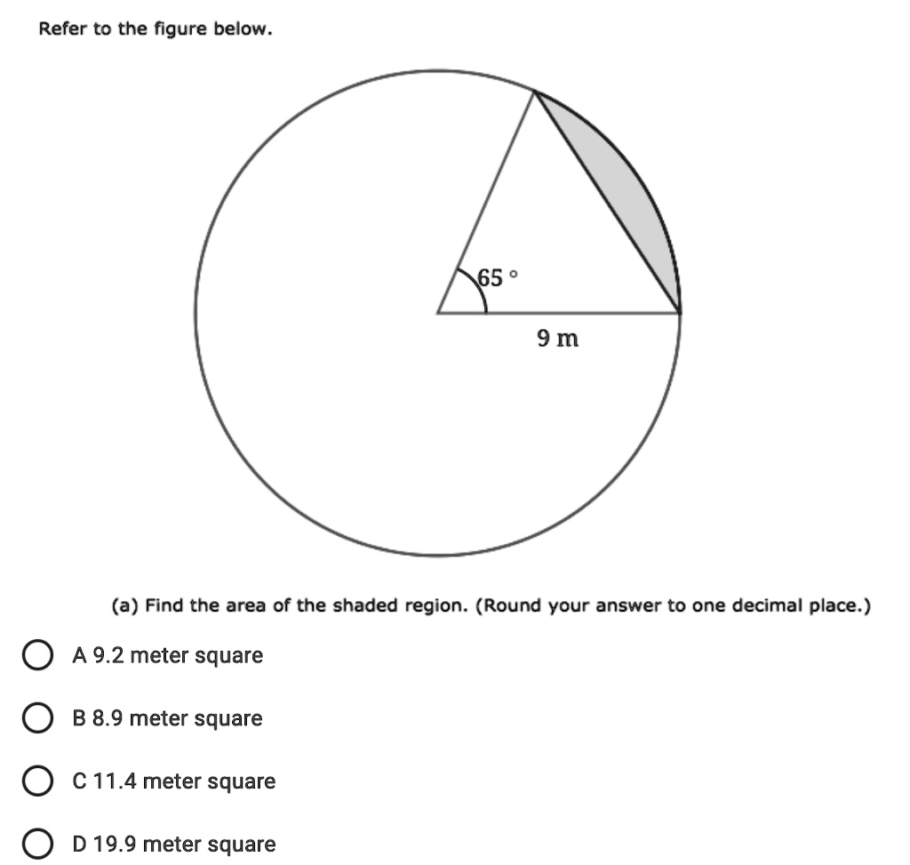 refer to the figure below 65 9 m a find the area of the shaded region ...