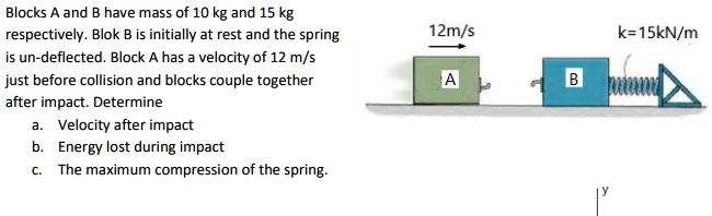 SOLVED: Blocks A and B have a mass of 10 kg and 15 kg, respectively. Block B is initially at ...
