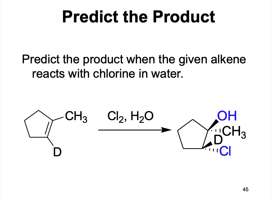 SOLVED: Predict the product when the given alkene reacts with chlorine ...