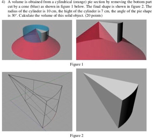 SOLVED: A volume is obtained from a cylindrical (orange) pie section by ...