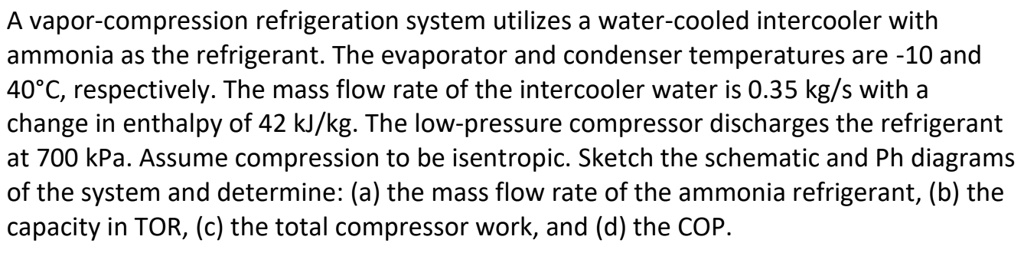 SOLVED: A vapor-compression refrigeration system utilizes a water ...