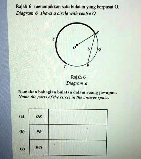 Rajah 6 menunjukkan satu bulatan yang berpusat O. Diagram 6 shows a circle with centre O. Rajah ...