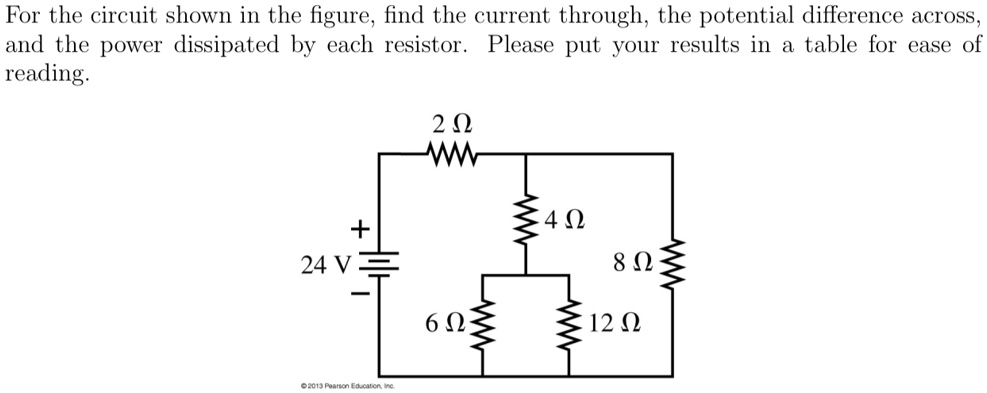 For the circuit shown in the figure, find the current through, the ...