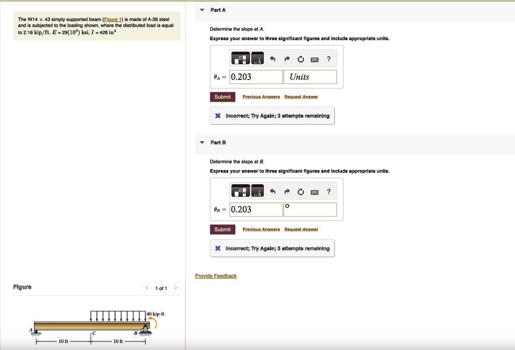 The W14 x 43 simply supported beam (Figure 1) is made of A-36 steel and ...