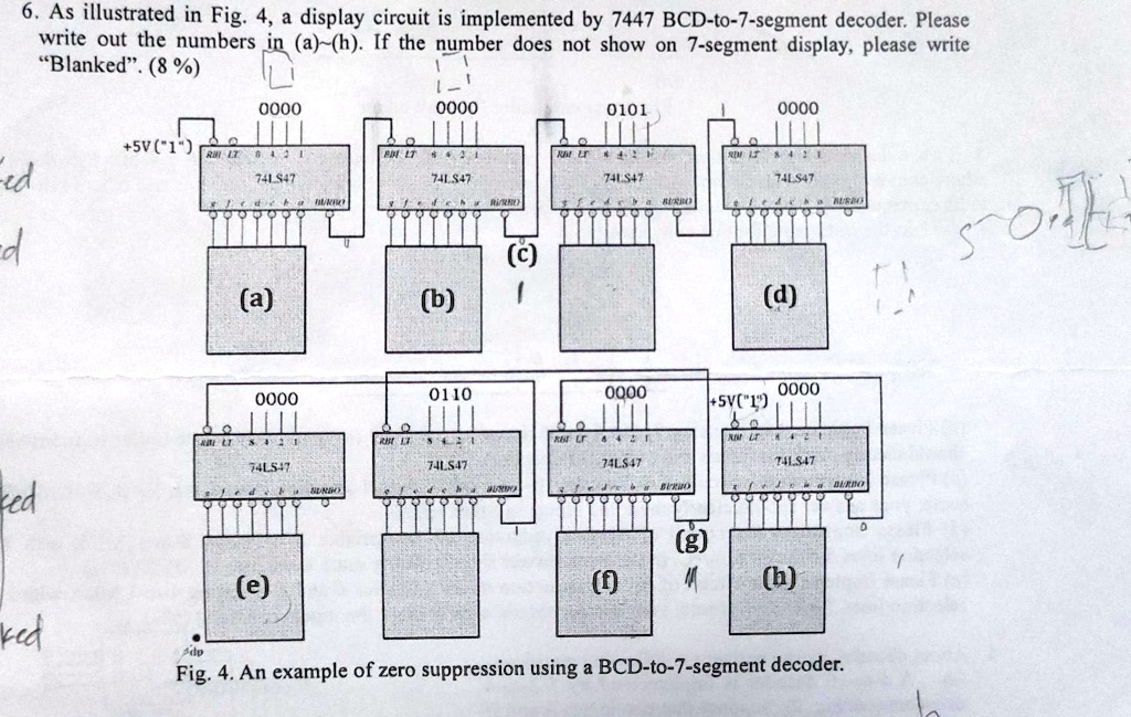 6. As illustrated in Fig. 4, a display circuit is implemented by 7447 ...