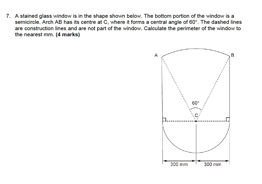 SOLVED: A stained glass window is in the shape shown below: The bottom ...