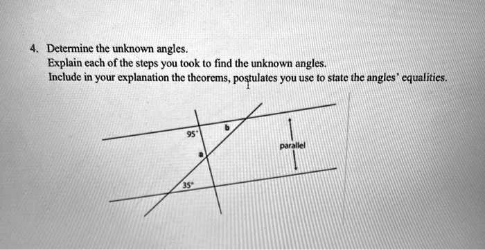 SOLVED: Determine the unknown angles. Explain cach of the steps you ...