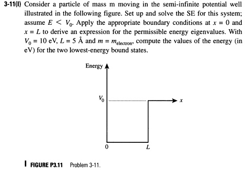 SOLVED: Consider a particle of mass m moving in the semi-infinite potential well illustrated in ...