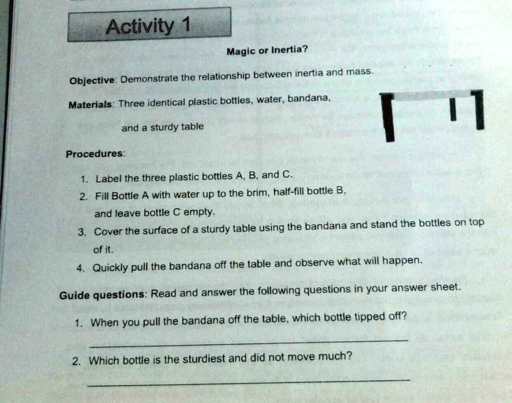 Activity 1: Demonstrate the Relationship between Inertia and Mass ...