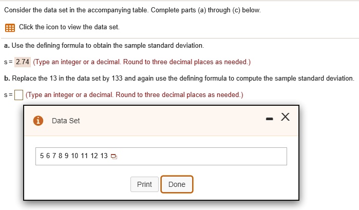 SOLVED: Consider the data set in the accompanying table. Complete parts ...